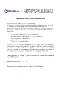 Attestation médicale à compléter et à signer par le pratiquant - DynaGym